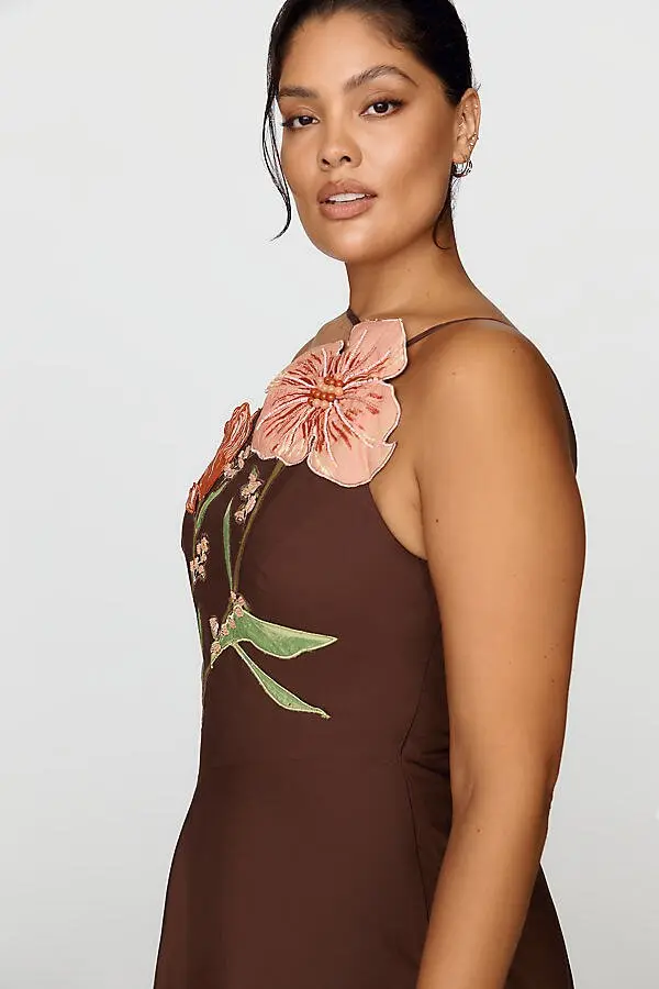 YUKIKO NORITAKE Asymmetric Floral Midi Dress