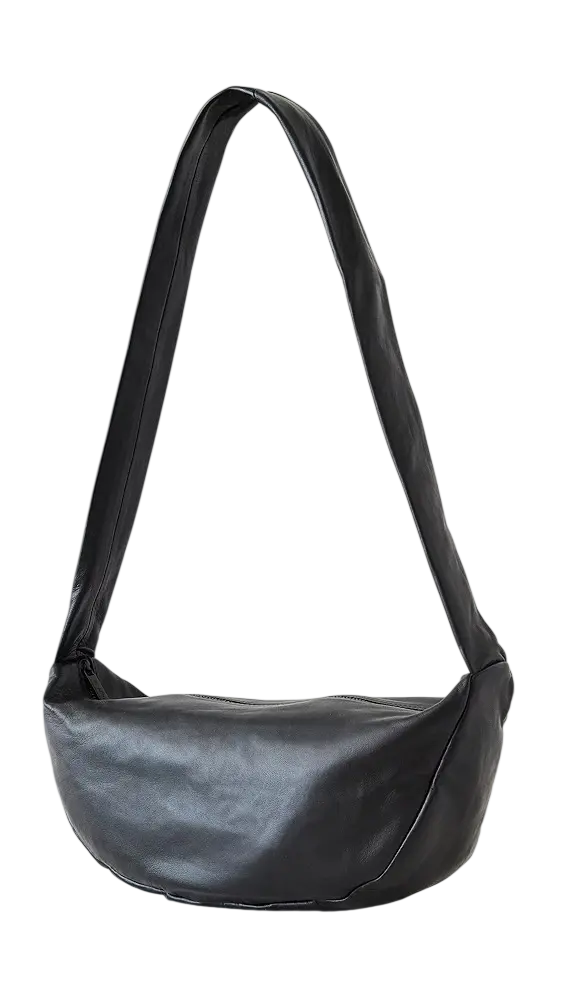 ST. AGNI Soft Crescent Lambskin Shoulder Bag - Black