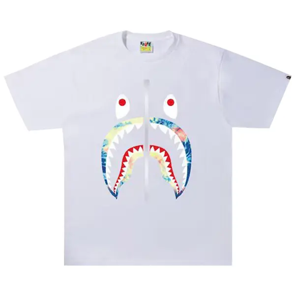 A BATHING APE Tie Dye Shark Tee - White