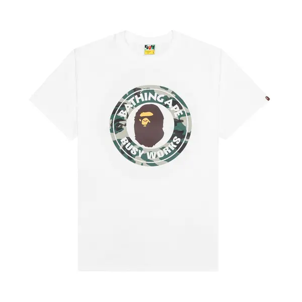 A BATHING APE Woodland Camo Busy Works Tee - White