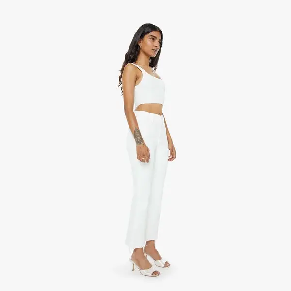 MOTHER Petites The Lil Hustler Ankle Fray Jeans - White