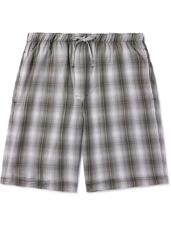 CDLP Straight-leg Checked Lyocell Pyjama Shorts - Gray
