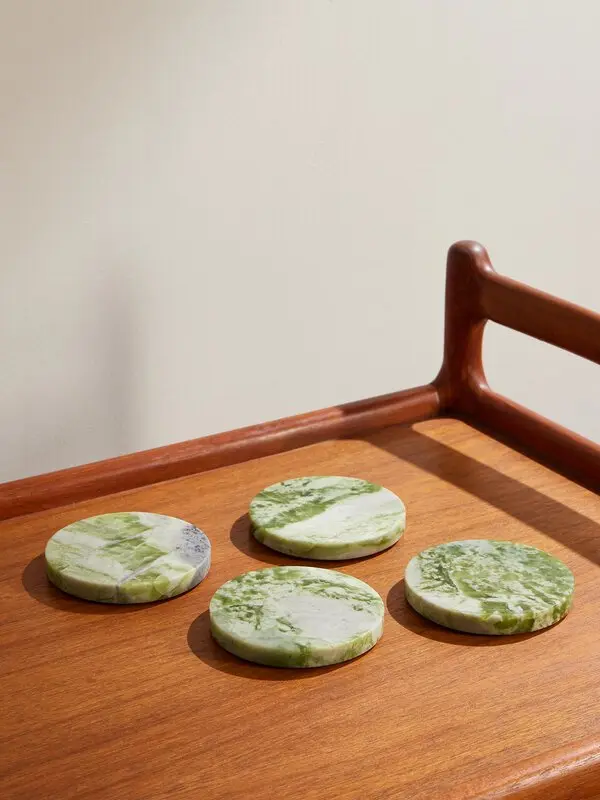 SOHO HOME Hanson Set Of Four Marble Coasters - Green
