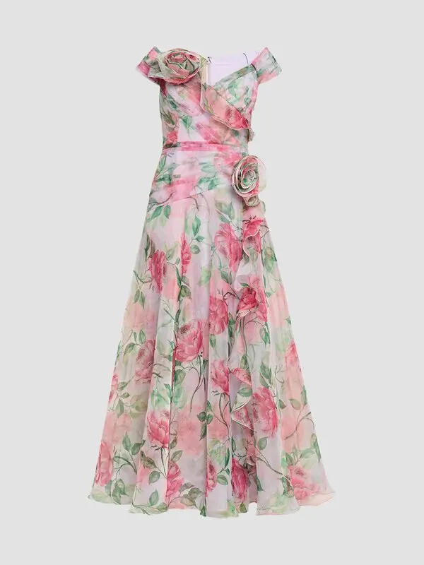Rickie Freeman For Teri Jon Floral Organza Tulle A-line Gown - Lavender Multi