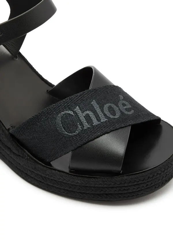 Chloé Piia 100 Leather Wedge Espadrilles