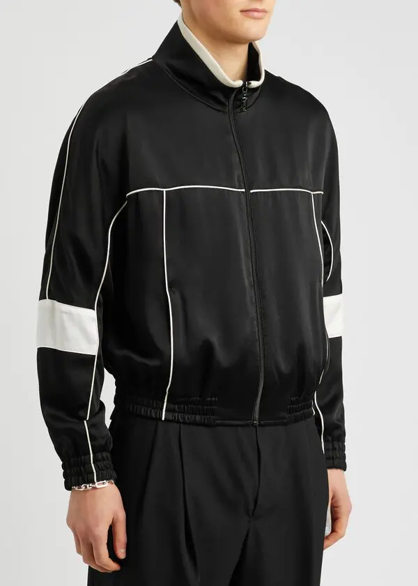 Saint Laurent Satin Track Jacket - Black | Editorialist