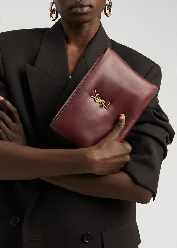 Saint Laurent Calypso Small Padded Leather Pouch - Burgundy