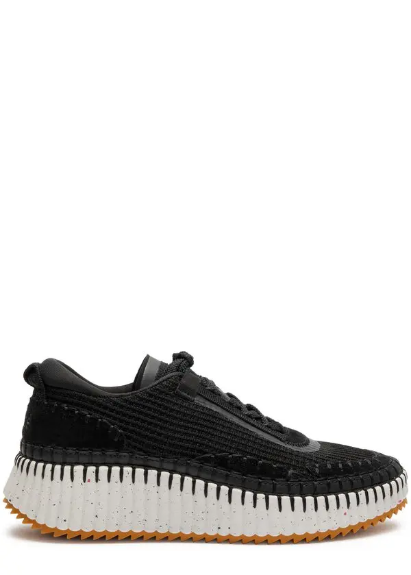 Chloé Nama Panelled Recycled Mesh Sneakers - Black