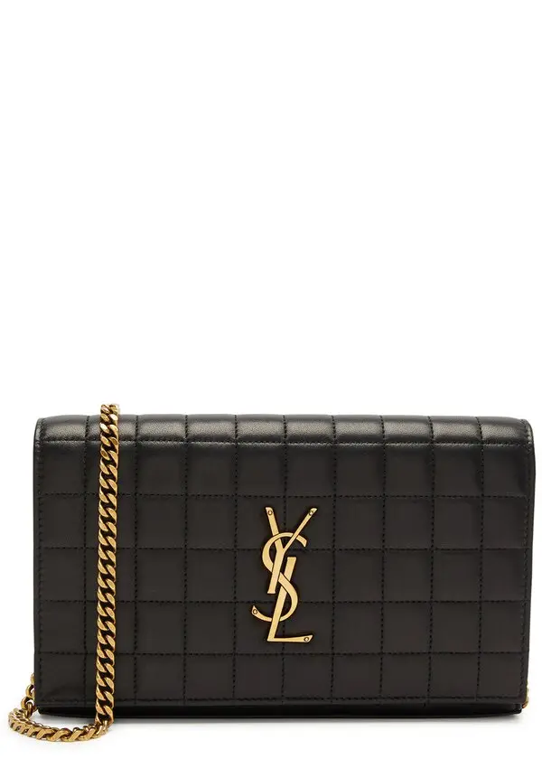 Saint Laurent Cassandre Quilted Leather Wallet-on-chain - Black