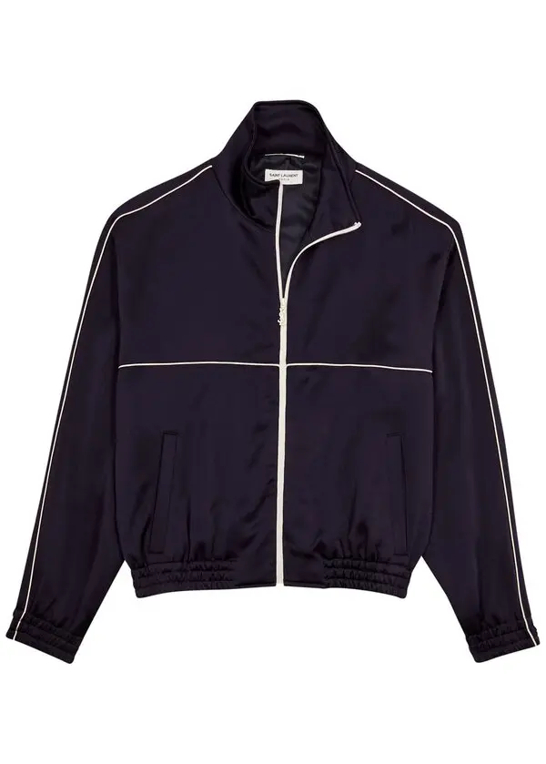 Saint Laurent Jersey Track Jacket - Dark Blue