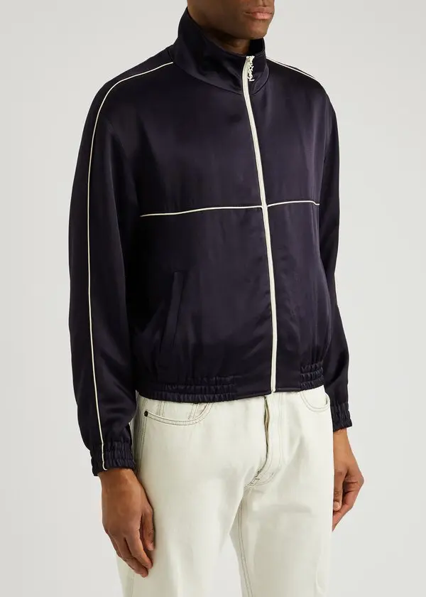 Saint Laurent Jersey Track Jacket - Dark Blue
