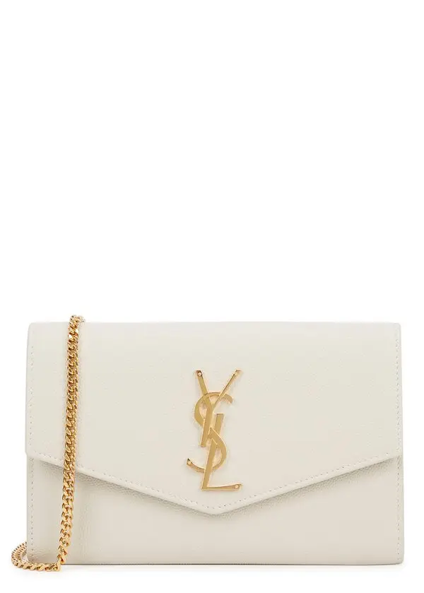 Saint Laurent Leather Wallet-on-chain, Wallet Bag Leather - White