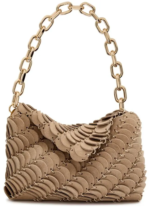 Rabanne Paco Disc Suede Shoulder Bag