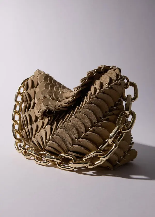 Rabanne Paco Disc Suede Shoulder Bag