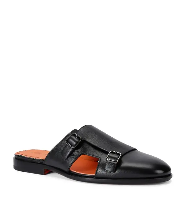 Santoni Leather Monk Slippers