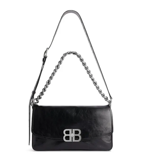 Balenciaga Medium Leather Soft Flap Shoulder Bag