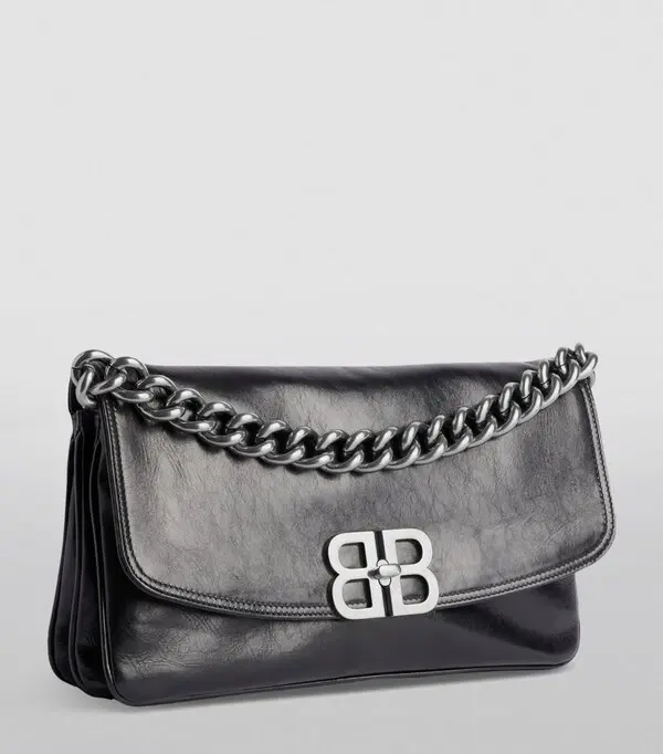 Balenciaga Medium Leather Soft Flap Shoulder Bag