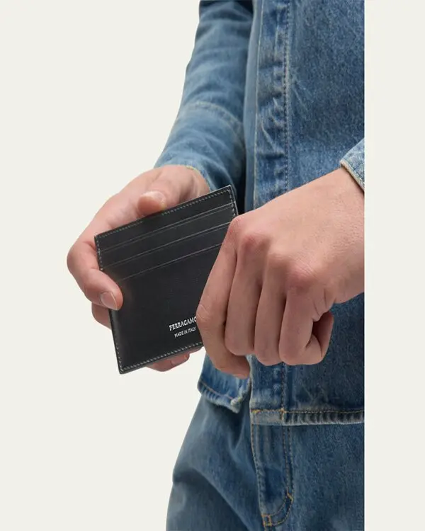 FERRAGAMO Slim Leather Card Holder - Black