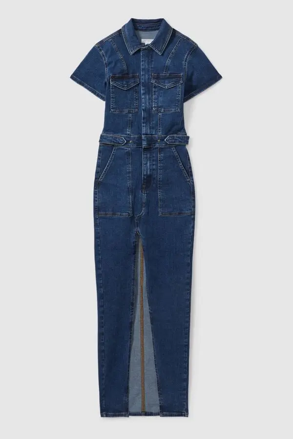 good american denim maxi dress Good American Denim Maxi Dress In Indigo - 50% Off