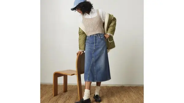 LEVI'S High-rise A-line Deconstructed Denim Skirt