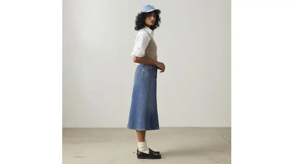 LEVI'S High-rise A-line Deconstructed Denim Skirt