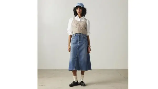 LEVI'S High-rise A-line Deconstructed Denim Skirt