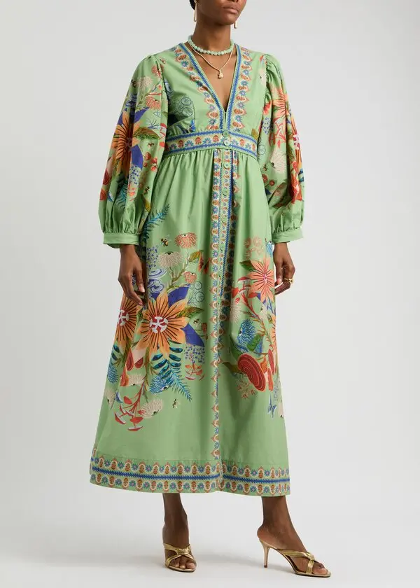 green emerald velvet dress Tropic Muse Beaded Cowl Maxi Dress main image 1