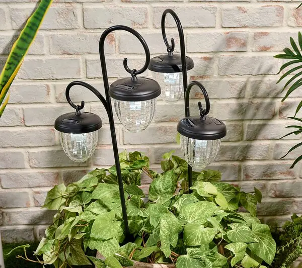 FUSION BRANDS Fusion Set Of 2 Hanging Double Acorn Solar Lights On Stake - One-color