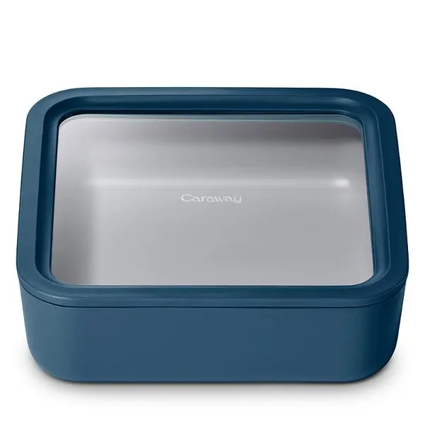 CARAWAY 10 Cup Nonstick Square Glass Food Container - Navy