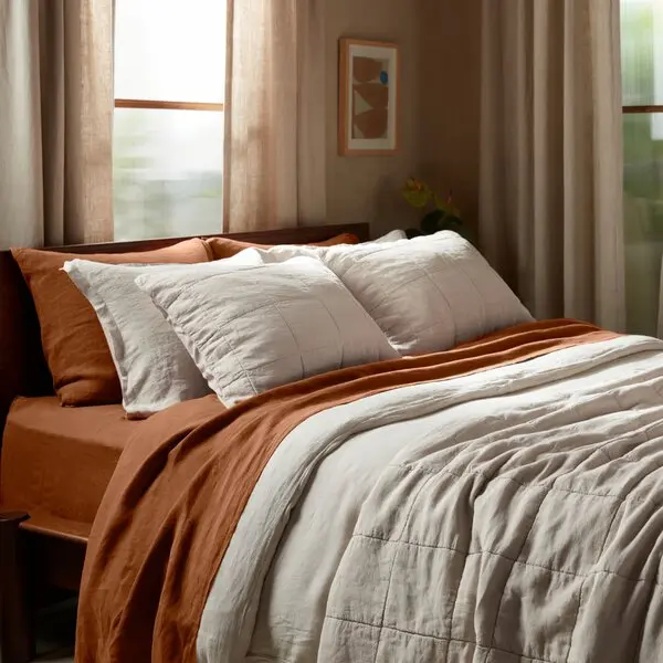 PARACHUTE Linen Box Quilted King Sham, Set Of 2
