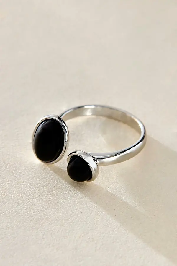 Free People Simply There Ring - Silver/onyx