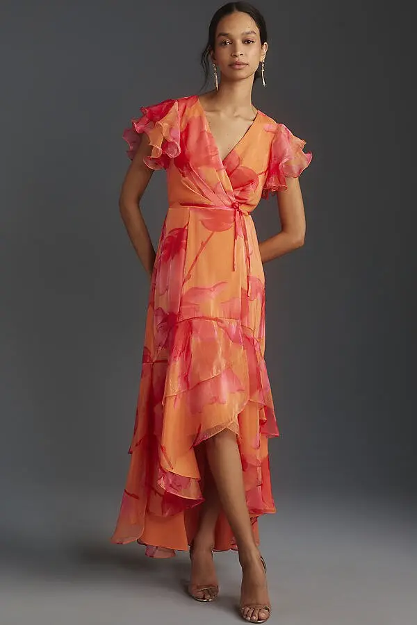 hutch orange dress Hutch Whitlee Short-Sleeve V-Neck High-Low Dress In Orange - 43% Off