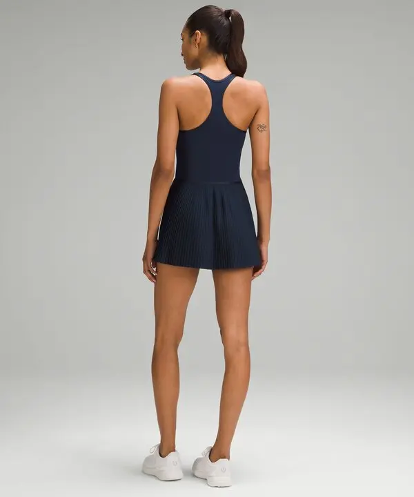 Lululemon Scoop-Neck Pleated Linerless Tennis Dress - True Navy |  Editorialist
