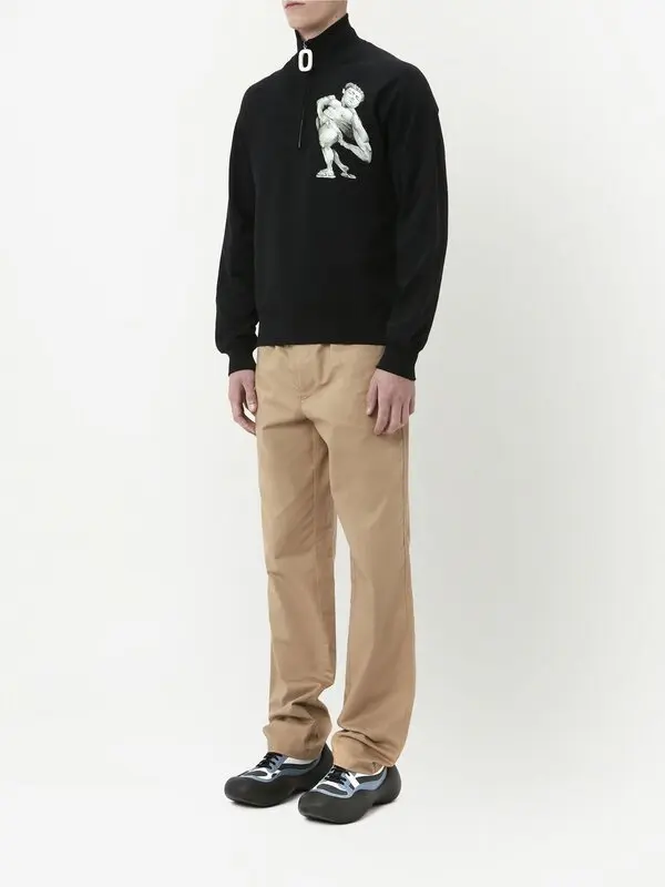 Jw Anderson Pol Anglada Print Half-Zip Sweatshirt - Black