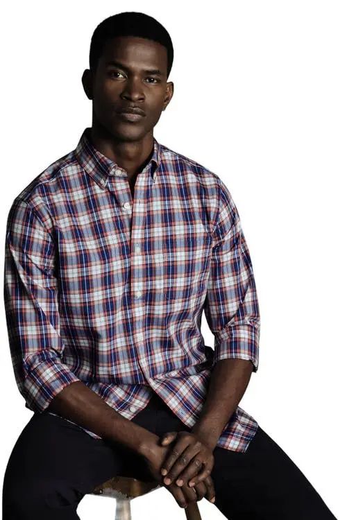 CHARLES TYRWHITT Slim Fit Button-down Collar Non-iron Stretch Poplin Check Shirt - Red