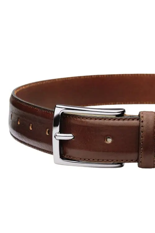 CHARLES TYRWHITT Leather Formal Belt - Dark Tan