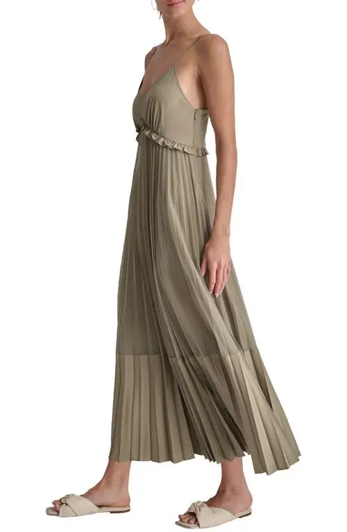Dkny Sleeveless Pleated Maxi Dress - Light Fatigue
