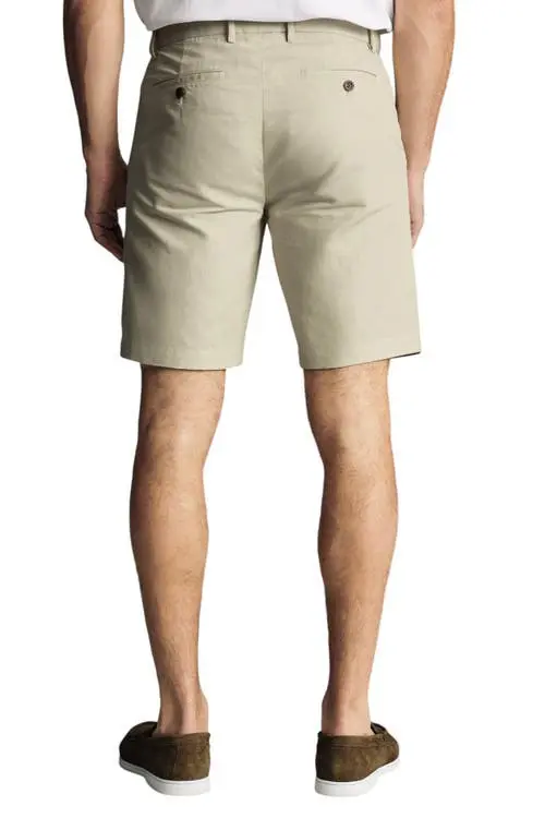 CHARLES TYRWHITT Cotton Linen Tapered Shorts - Stone