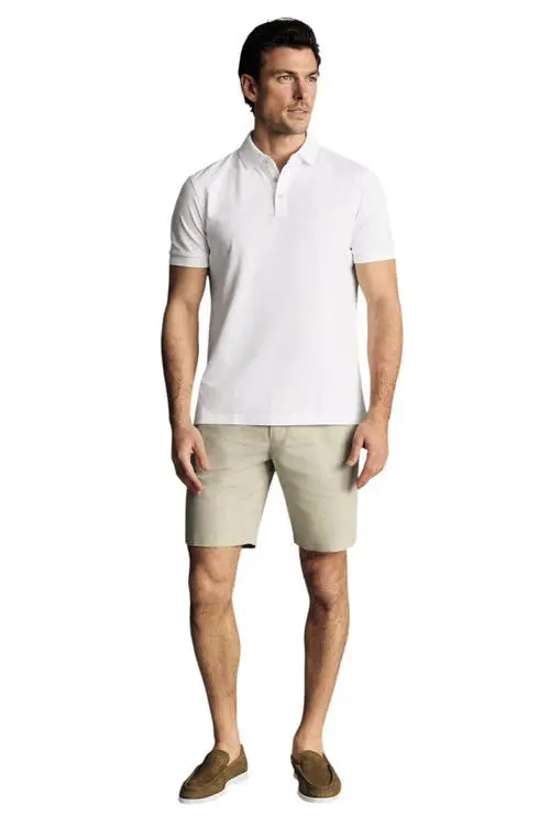 CHARLES TYRWHITT Cotton Linen Tapered Shorts - Stone