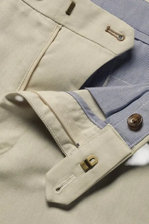CHARLES TYRWHITT Cotton Linen Tapered Shorts - Stone