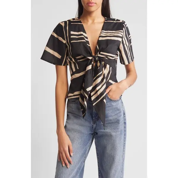 Rails Tia Directional Stripe Cotton Top