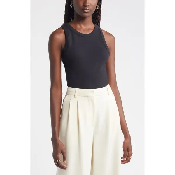 Nordstrom Everyday Cotton Rib Tank - Black
