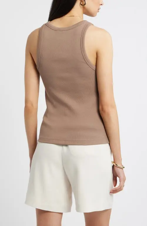 Nordstrom Everyday Cotton Rib Tank - Brown Lentil