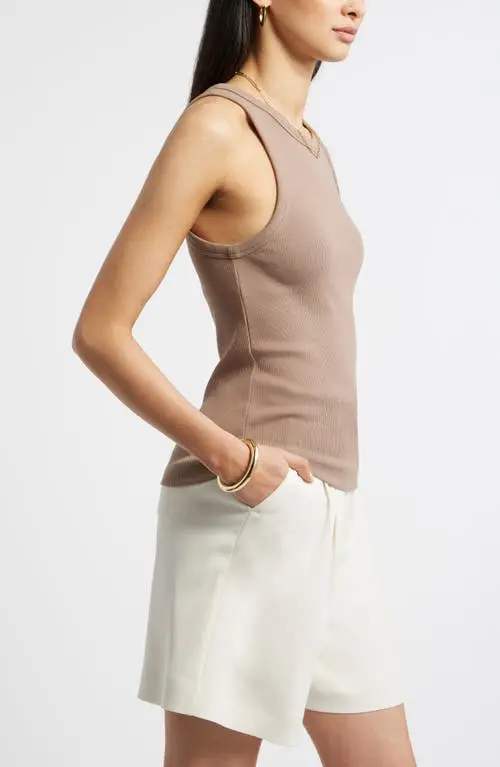 Nordstrom Everyday Cotton Rib Tank - Brown Lentil