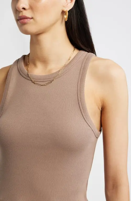 Nordstrom Everyday Cotton Rib Tank - Brown Lentil