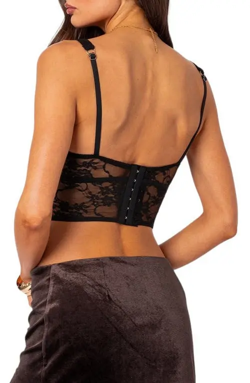 EDIKTED Sheer Lace Bra Crop Top