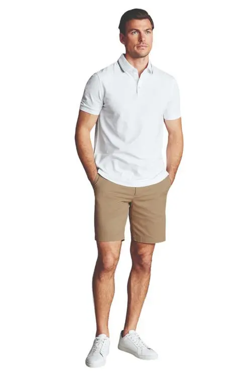 CHARLES TYRWHITT Cotton Slim Fit Shorts - Taupe