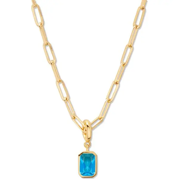 BROOK & YORK Mackenzie Birthstone Paper Clip Chain Pendant Necklace - Gold - December