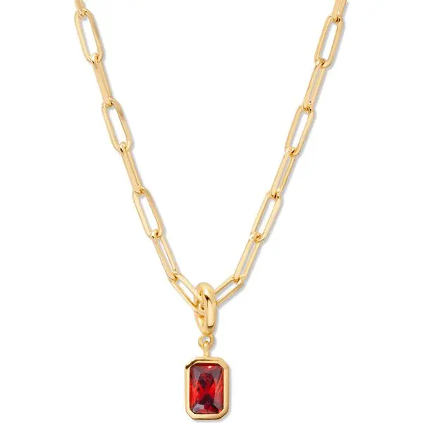 BROOK & YORK Mackenzie Birthstone Paper Clip Chain Pendant Necklace - Gold - January