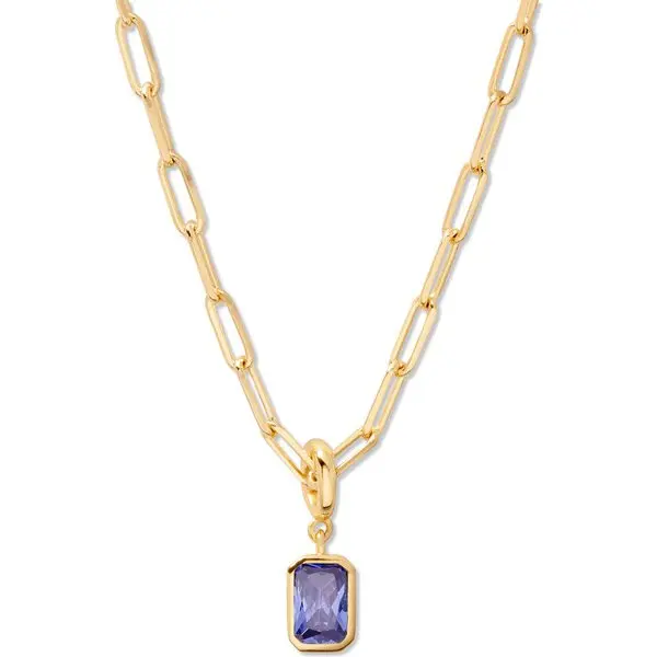 BROOK & YORK Mackenzie Birthstone Paper Clip Chain Pendant Necklace - Gold - June